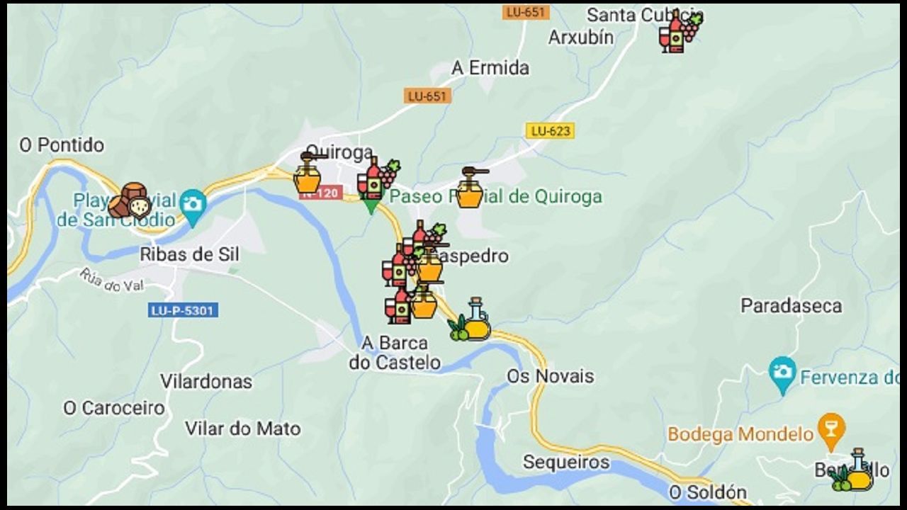 Un mapa para ayudar a descubrir los cuatro tesoros de Quiroga
