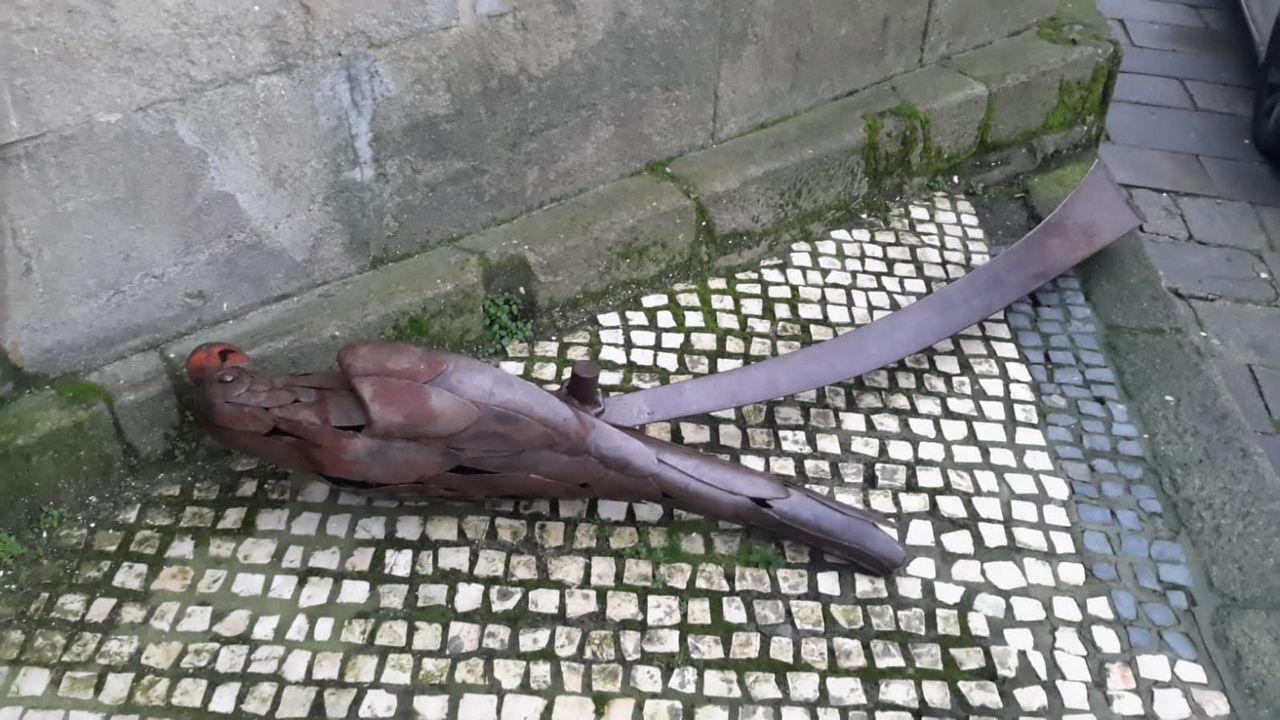 Rompen la escultura del loro Ravachol en A Peregrina
