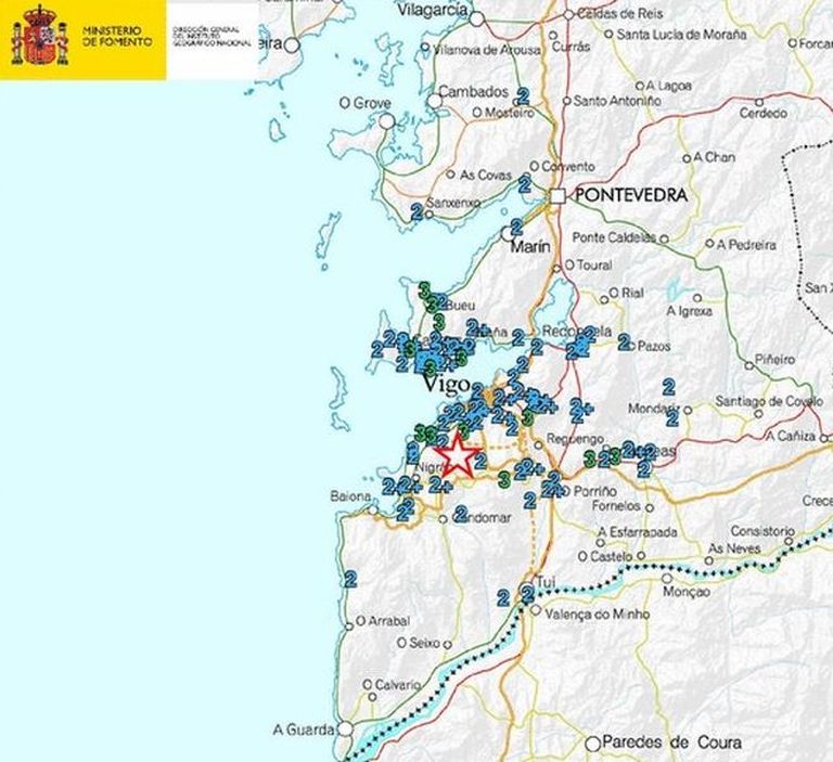 20 ayuntamientos de la provincia sintieron el terremoto de Nigrán