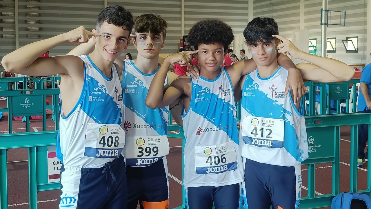 Pedro Reino participa del nuevo récord gallego sub 16 de 4x100